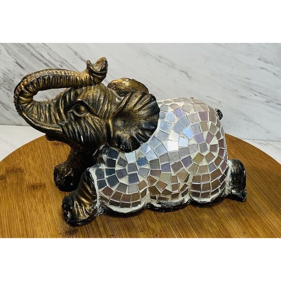 Accents | Vintage Mirror Mosaic Elephant Figurine 9x6tall | Poshmark